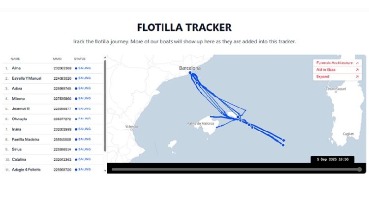 I continued live the location of the Global Sumud Flotilla